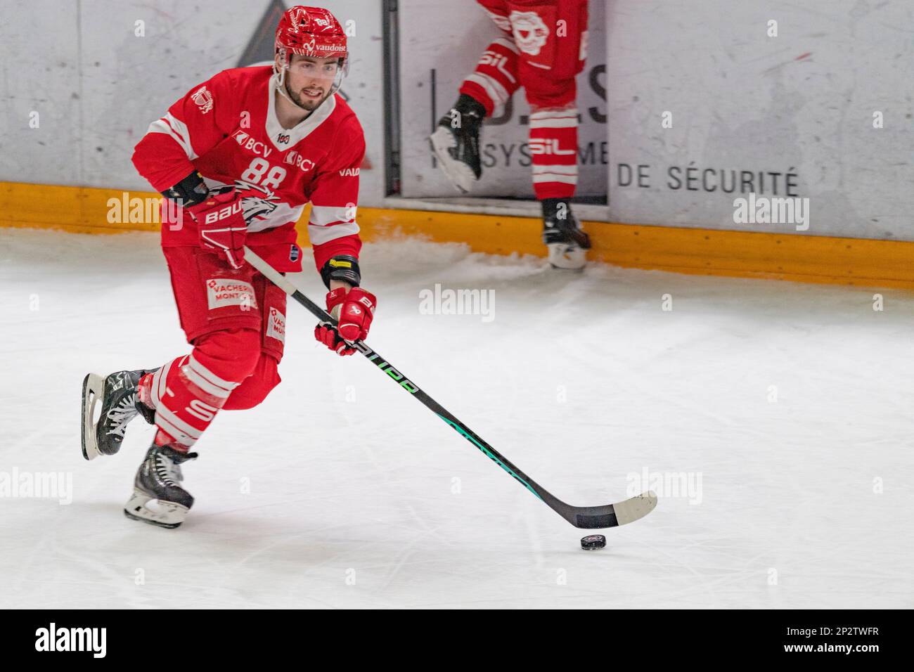 Lausanne, Switzerland. 03rd Apr, 2023. Daniel Audette (attackers) of ...