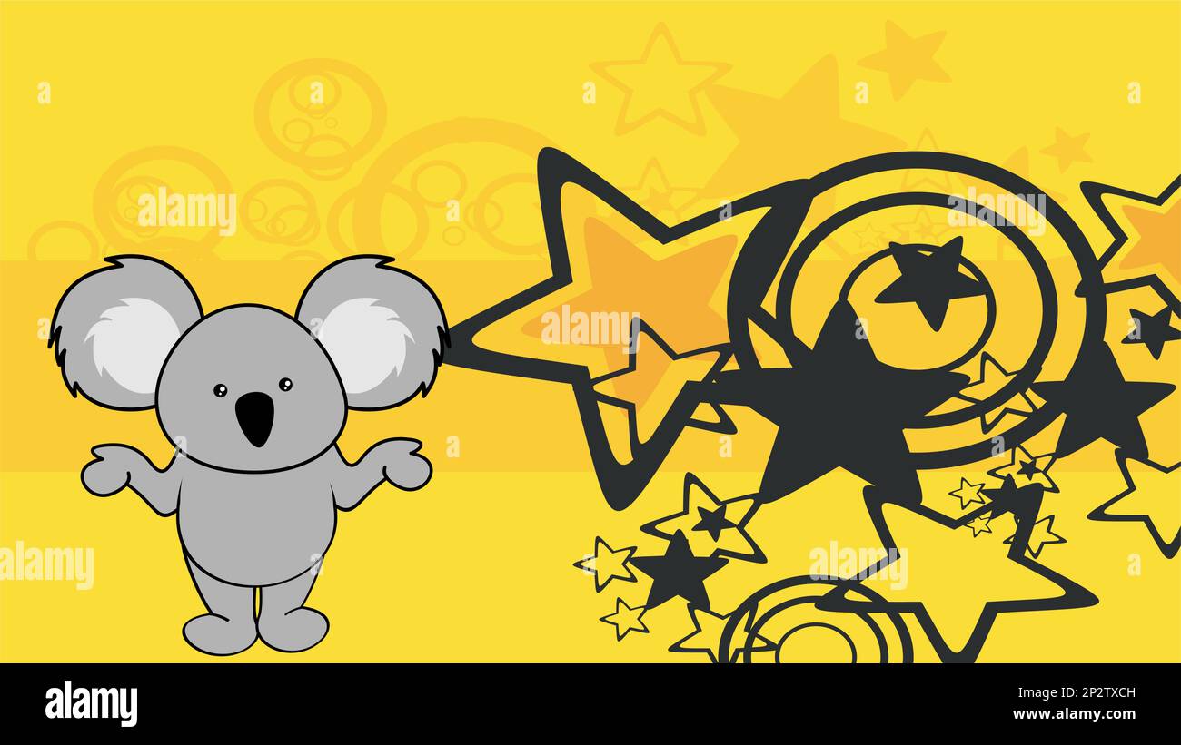 standig koala chibi kid character cartoon background illustration in ...