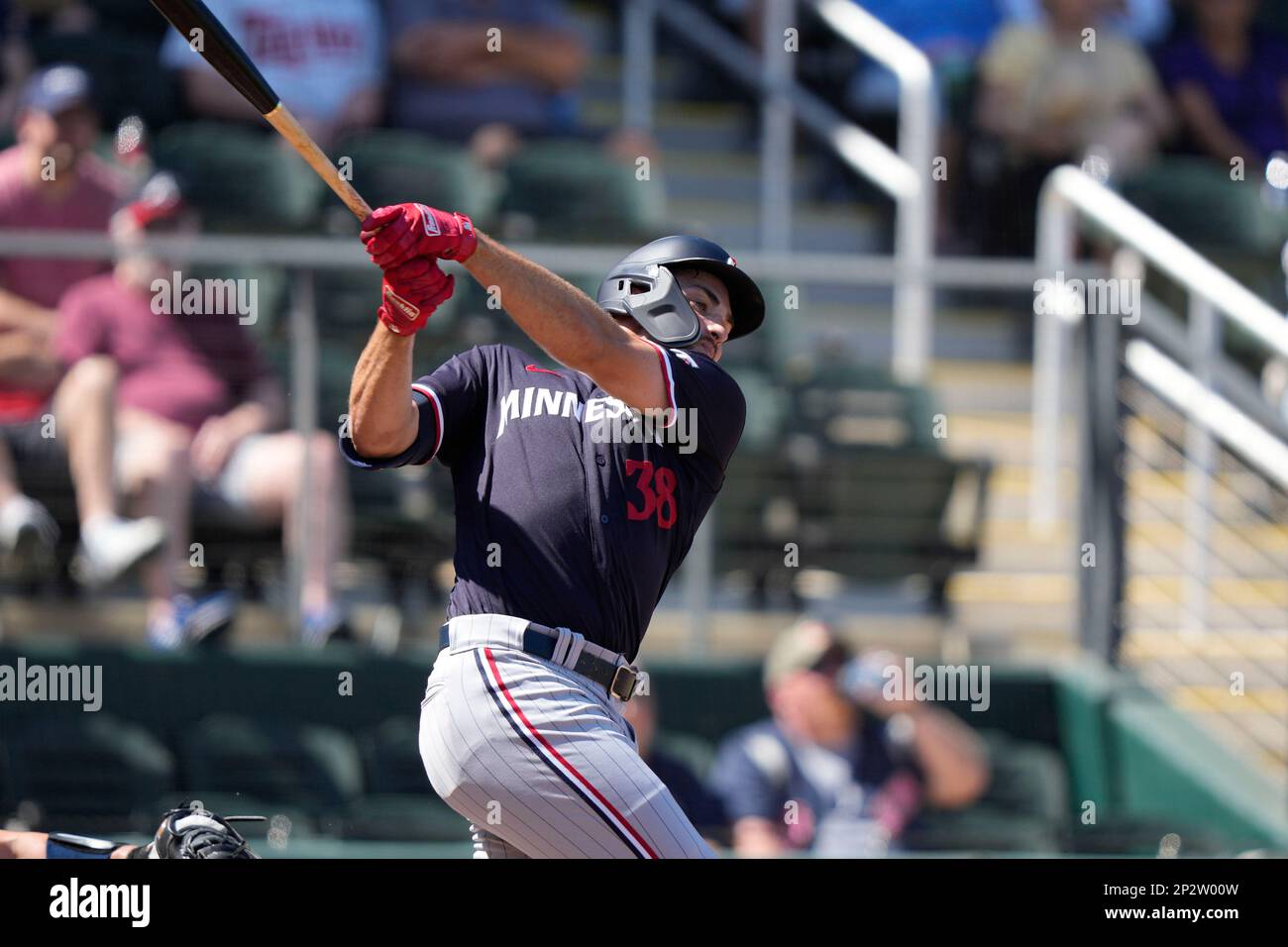 Minnesota Twins' Matt Wallner (38) bats during a spring training ...