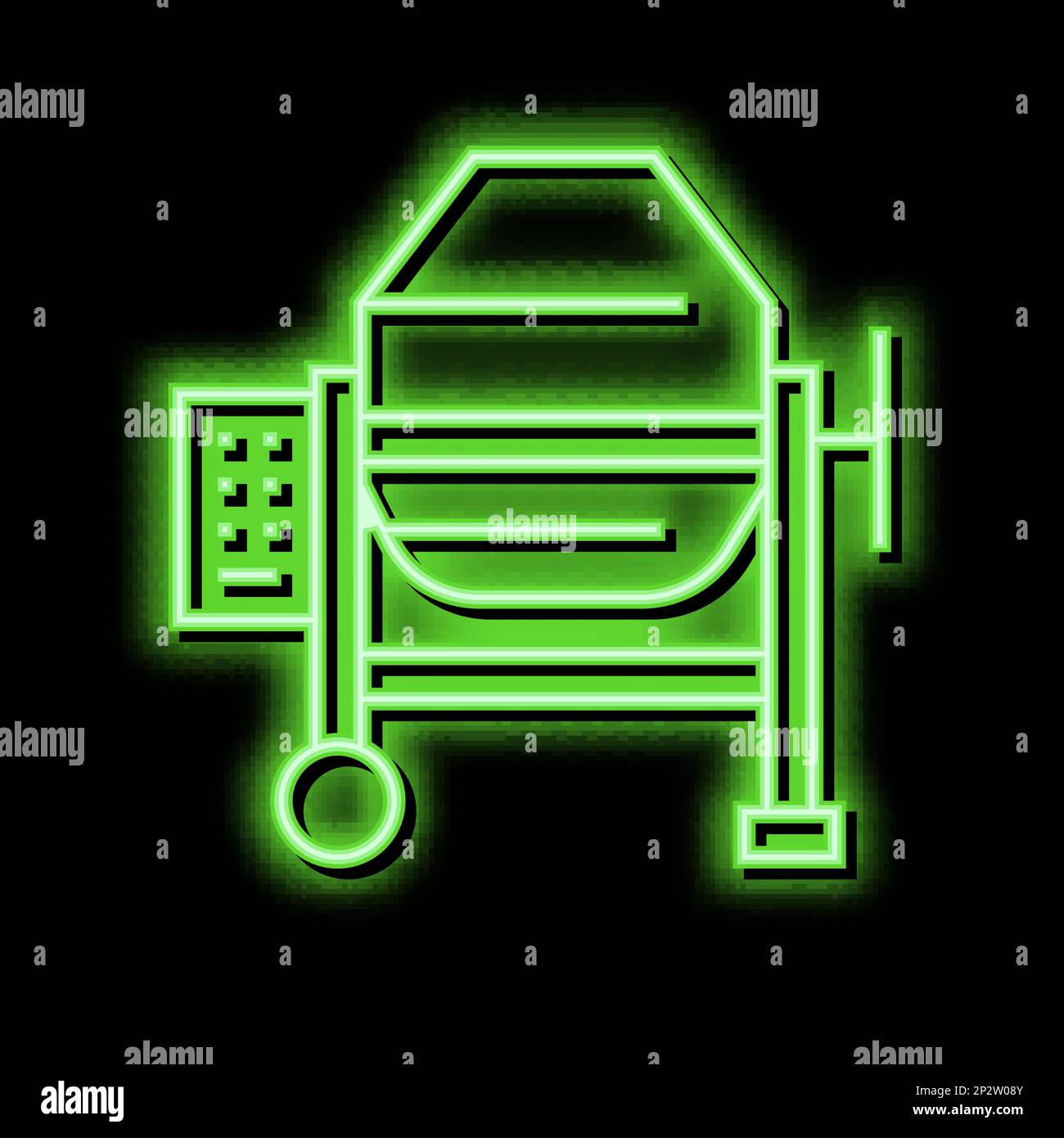 concrete production mixer neon glow icon illustration Stock Vector ...