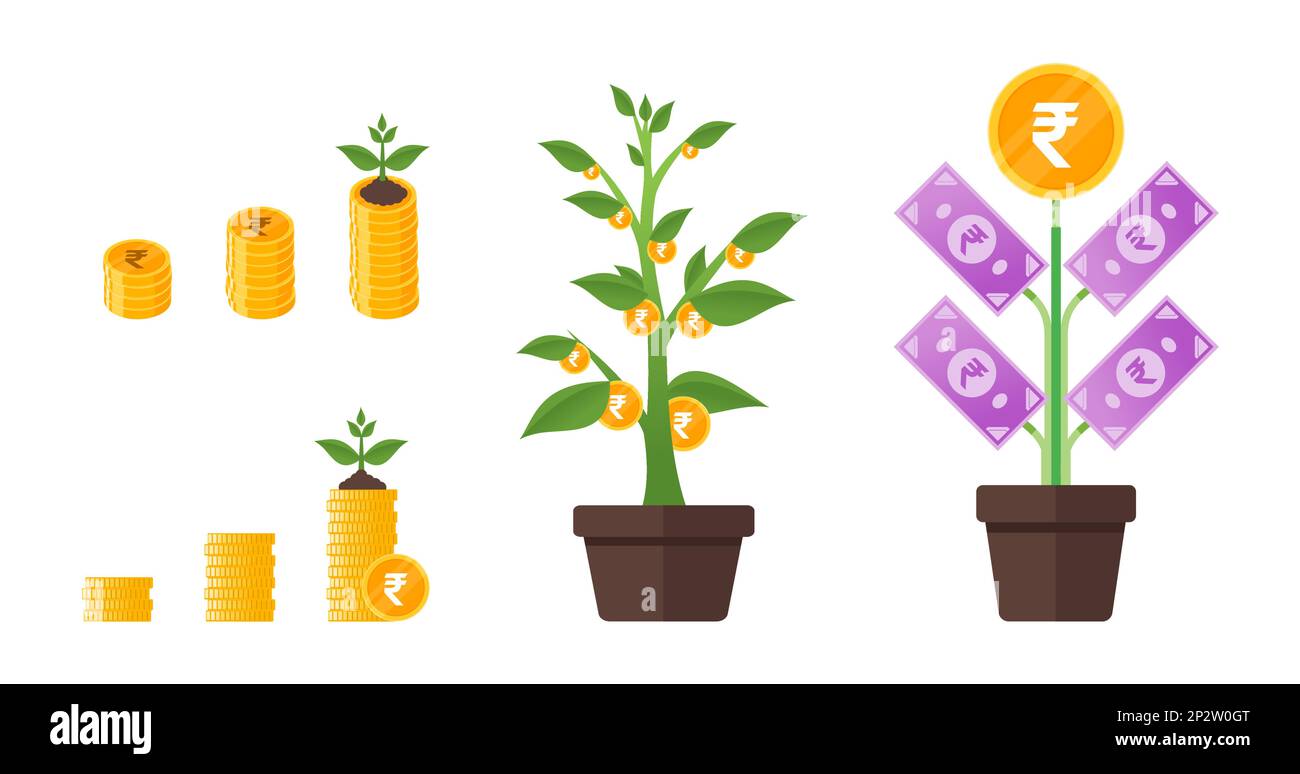 Indian Rupee Money Tree Growing Stock Vector Image & Art - Alamy