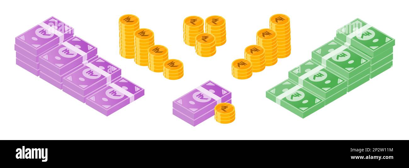Indian Rupee Money and Coin Bundle Set Stock Vector Image & Art - Alamy