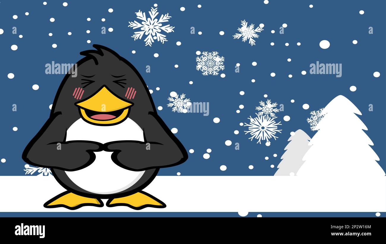 ashamed xmas penguin character cartoon christmas background postal ...