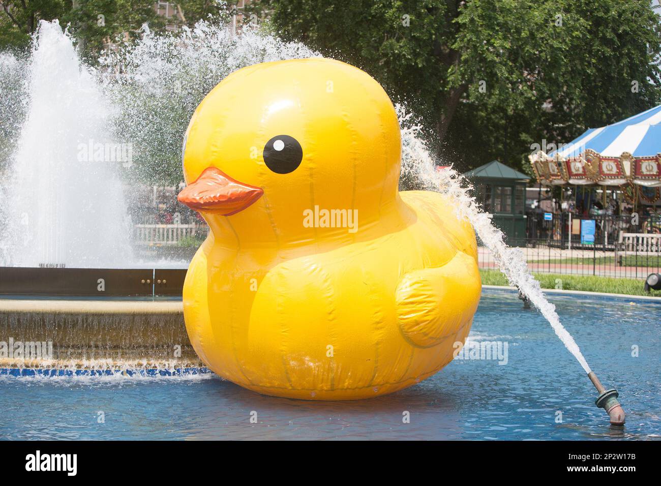Rocky, a miniature version of the giant rubber duck that will lead the ...