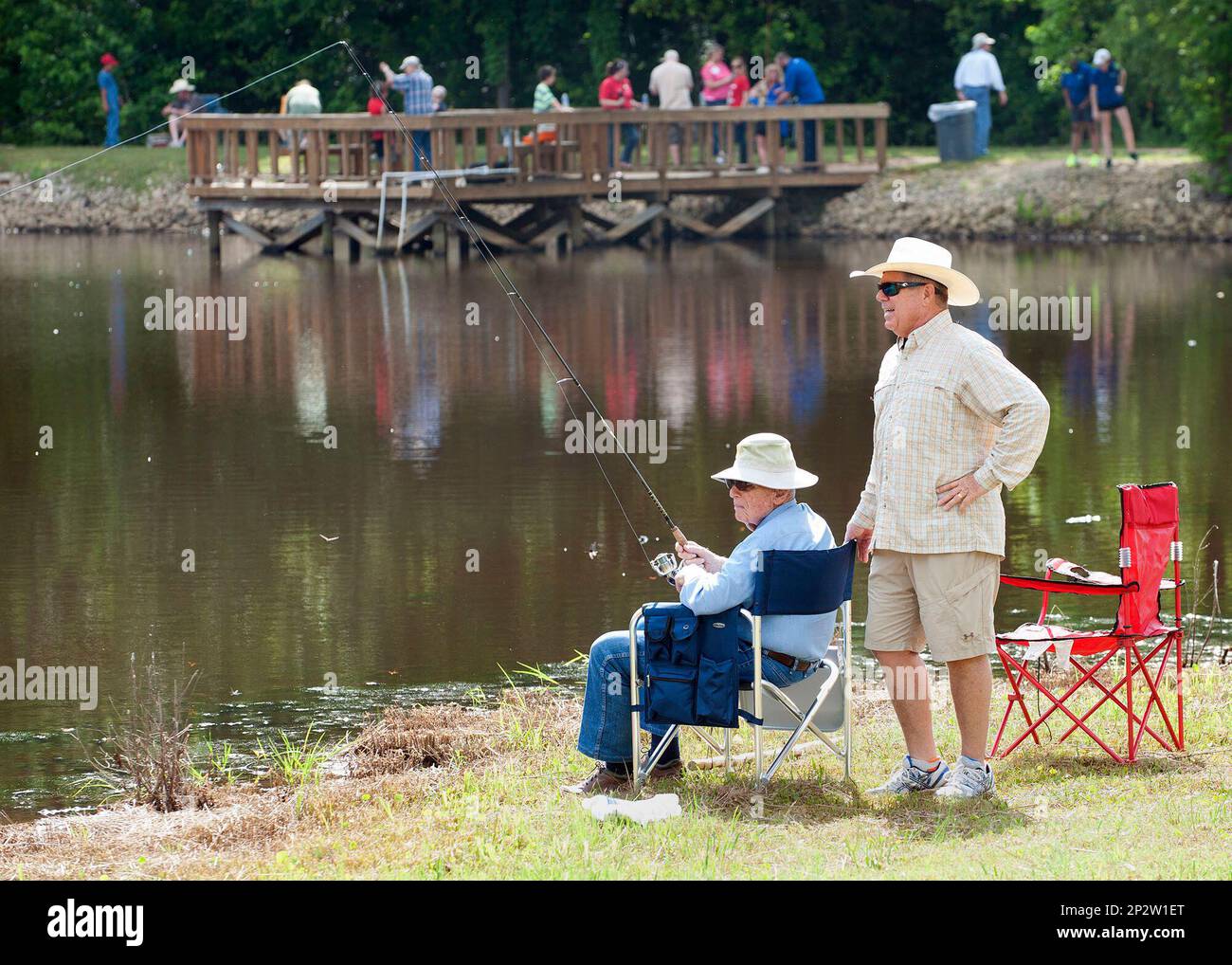 Meadow Lake resident Bill Coleman and his son Hub Coleman of Tyler fish ...