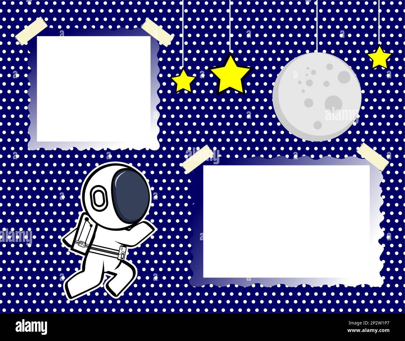 chibi space man character cartoon picture frame background illustration ...