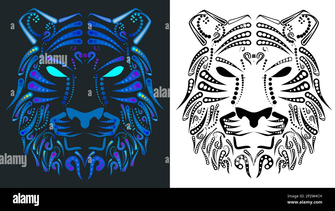 tiger head mexican huichol art illustration pack collection in vector ...