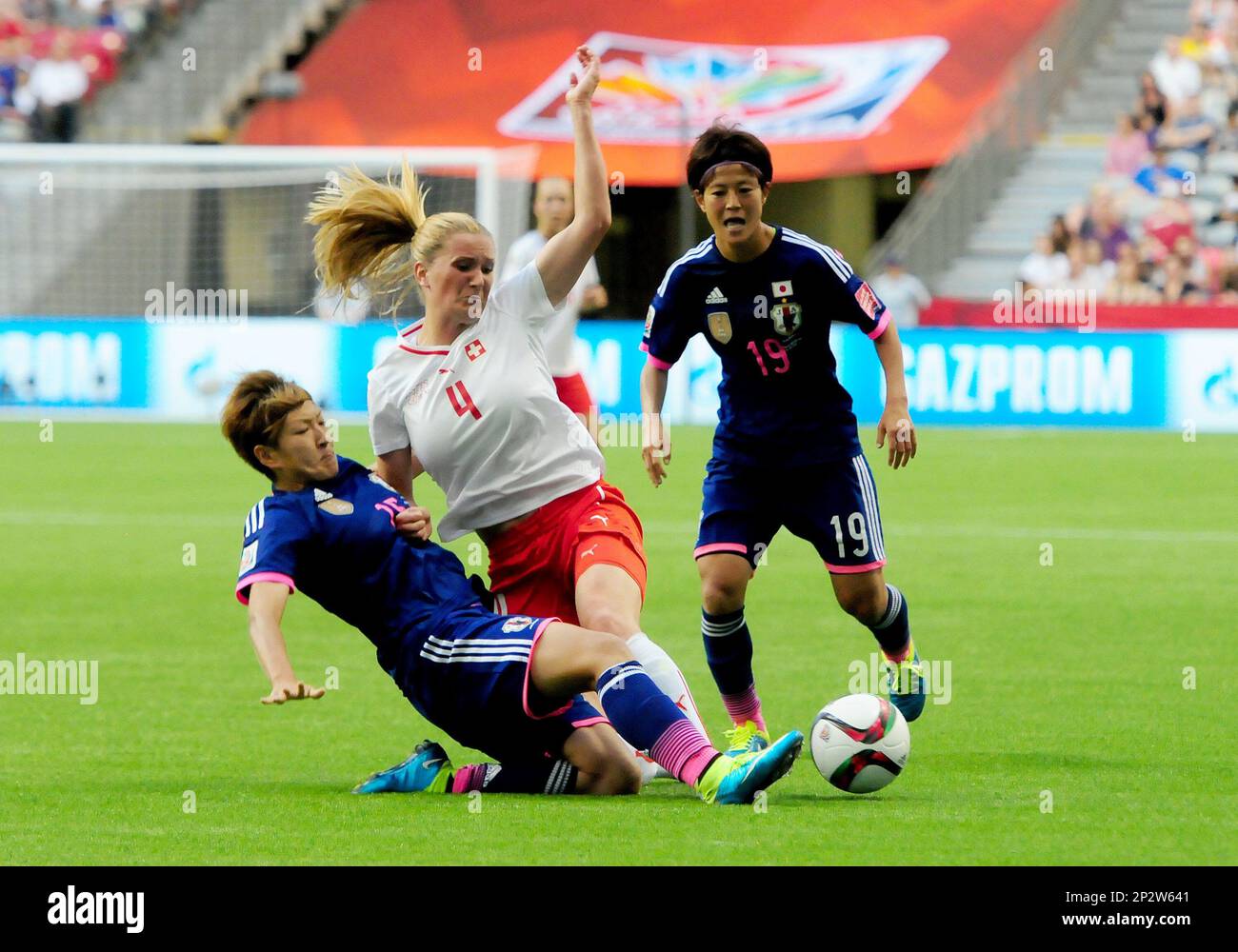 June 8, 2015: Japan's Yuika Sugasawa (15) kicks the ball away from ...