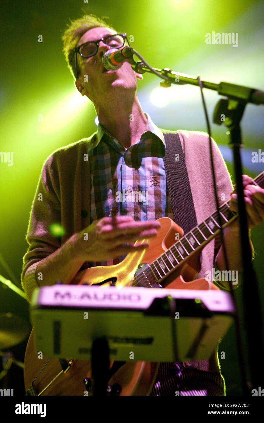 Forrest Kline of HelloGoodbye performs on stage at the Hollywood ...