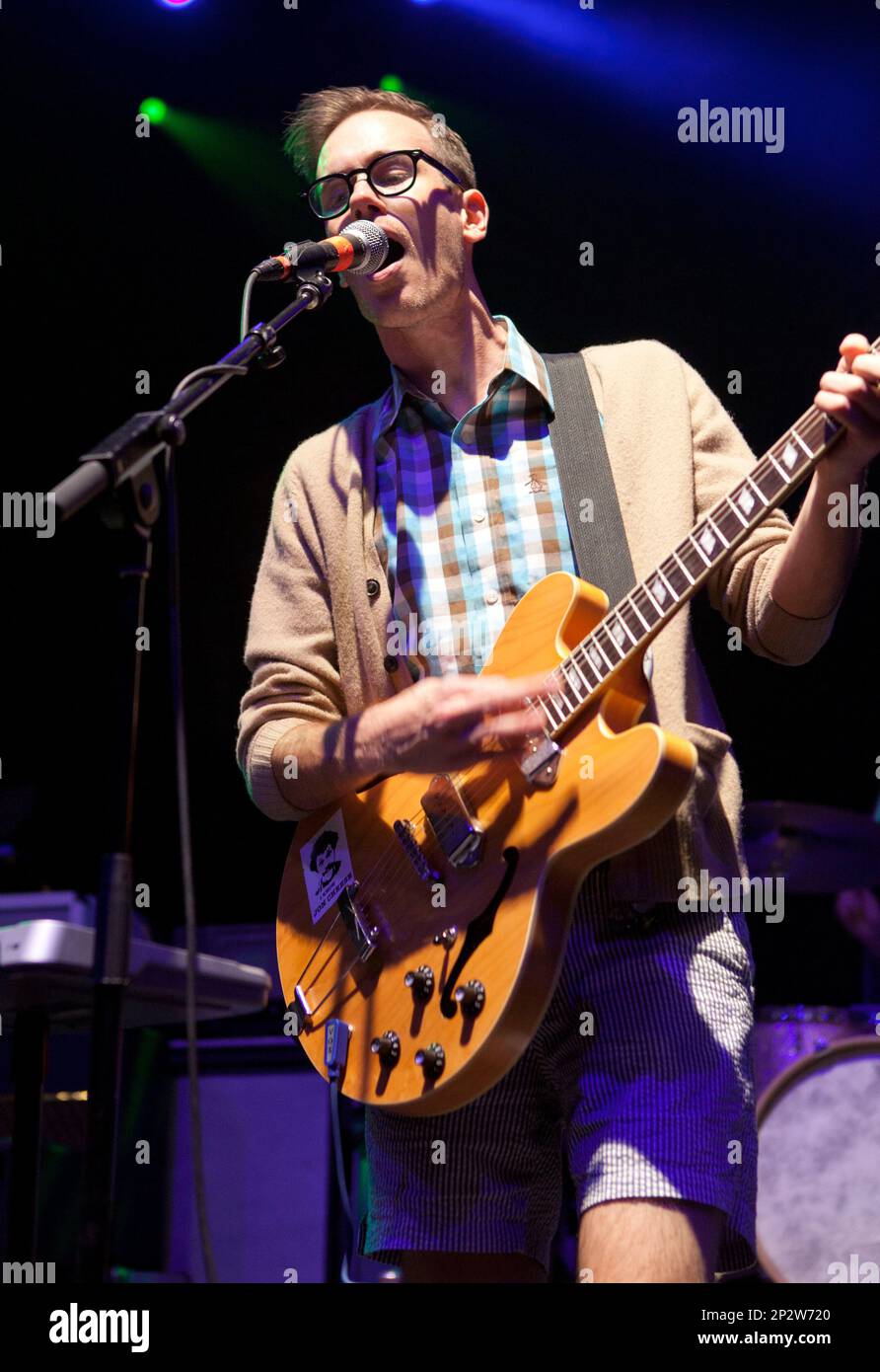 Forrest Kline of HelloGoodbye performs on stage at the Hollywood ...