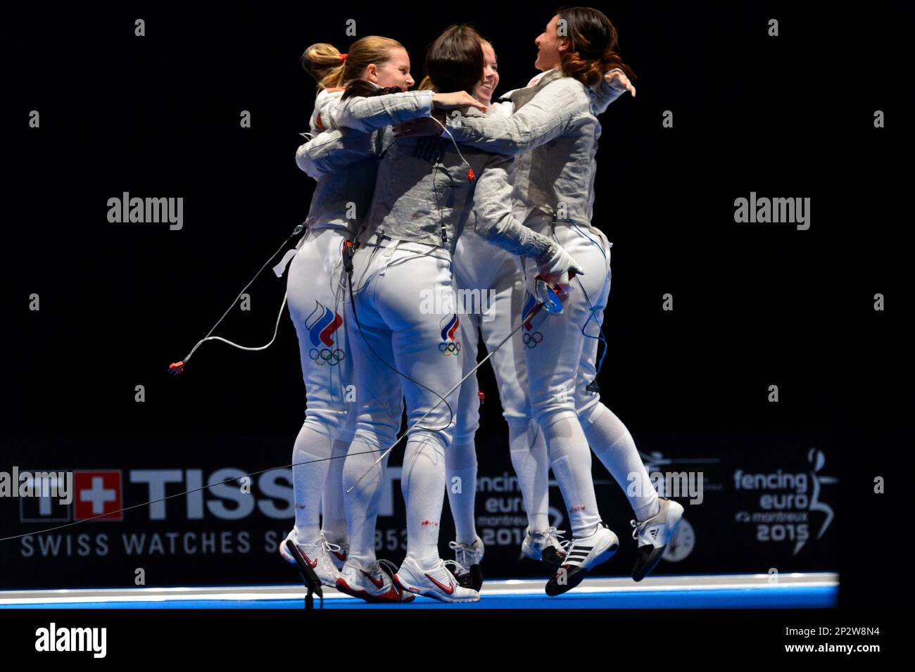 Russia's team celebrates the gold medal after competing against France ...