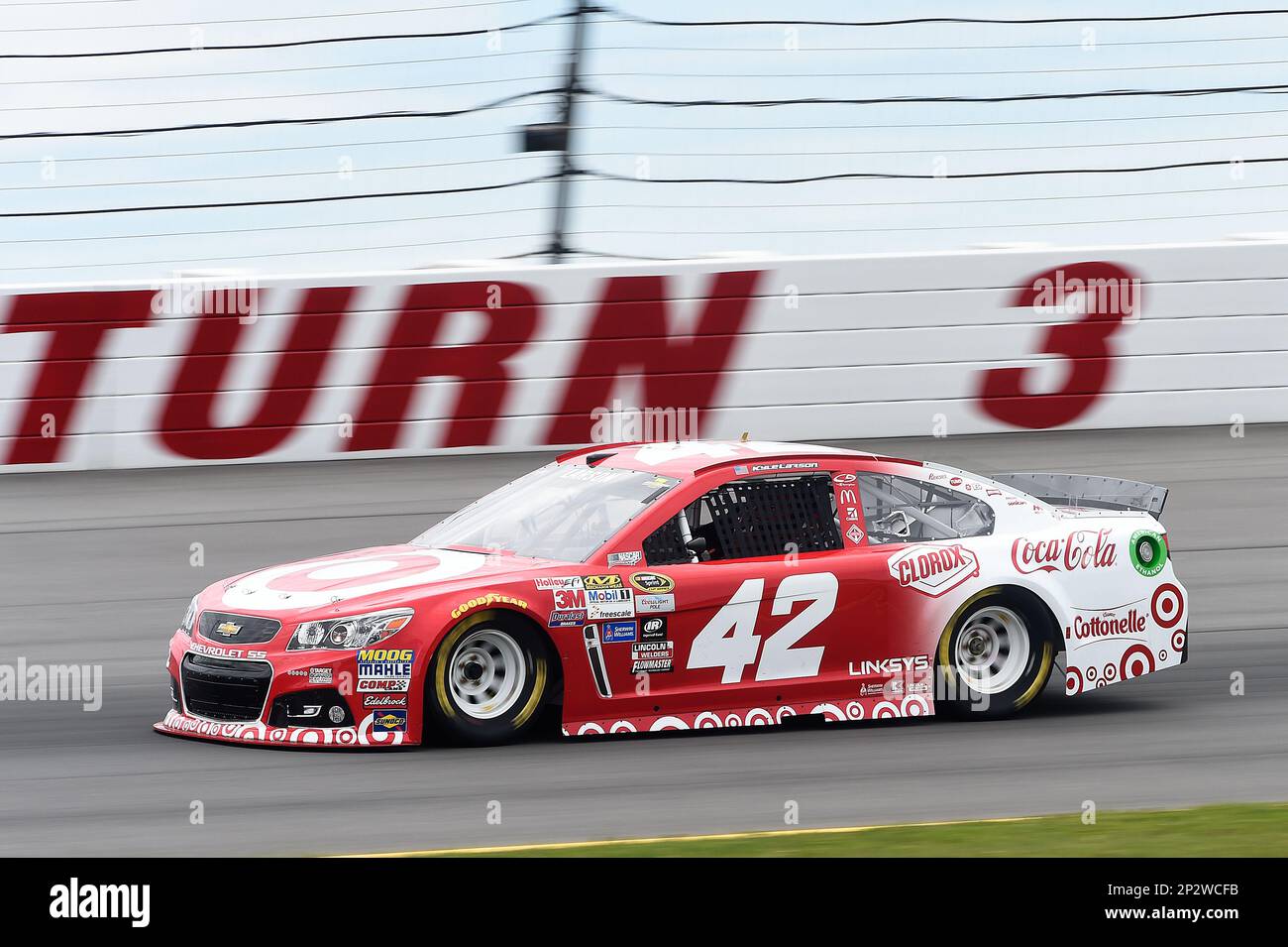 Kyle Larson (42) during practice for the Sunday's NASCAR Sprint Cup ...