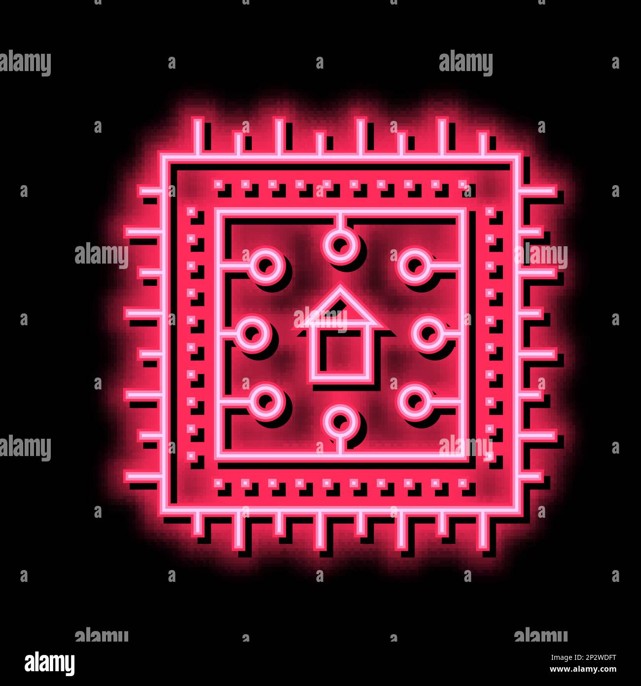 chip of smart home system neon glow icon illustration Stock Vector ...