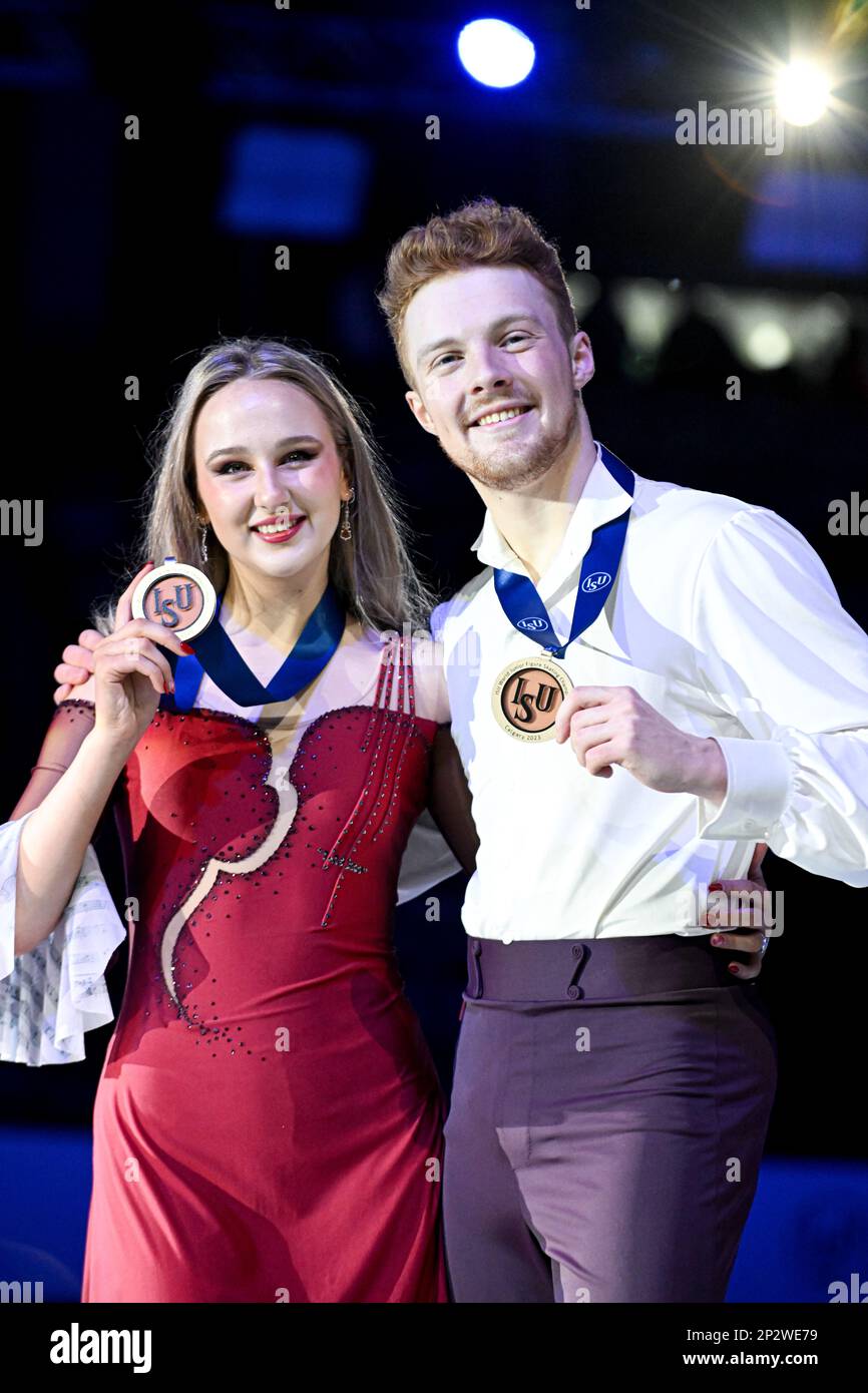 Ice Dance Medal Ceremony, Nadiia BASHYNSKA & Peter BEAUMONT (CAN) third place, during Victory ...