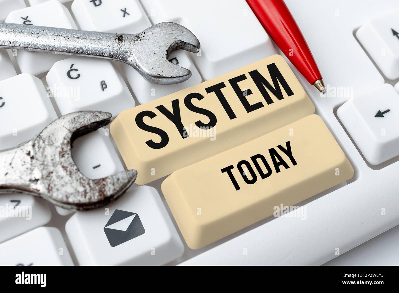 Conceptual caption System. Conceptual photo set of things working ...