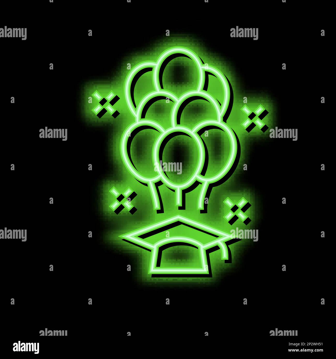 graduation party celebrative balloons neon glow icon illustration Stock ...