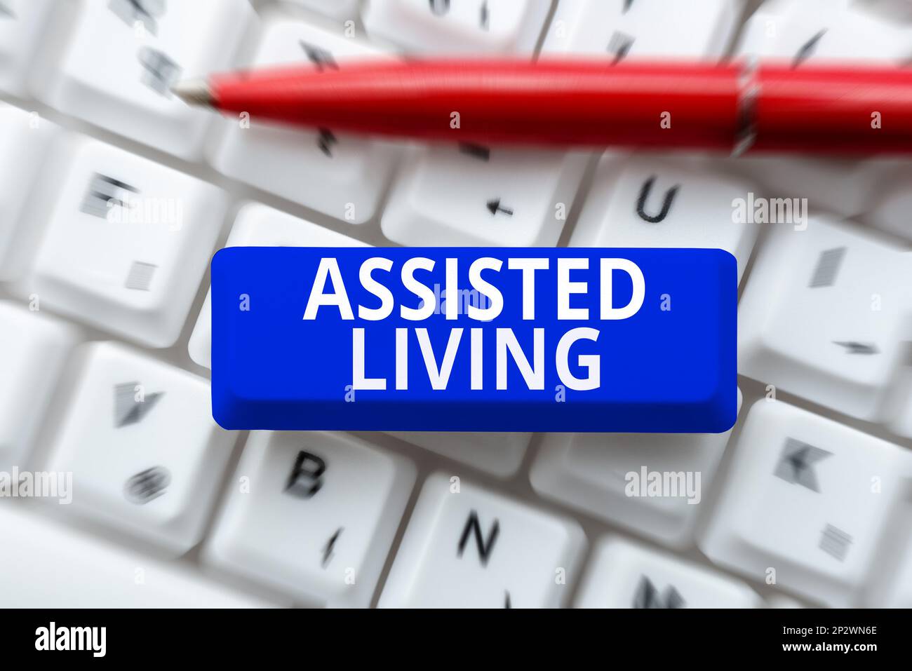 Handwriting text Assisted Living. Word Written on long-term care ...