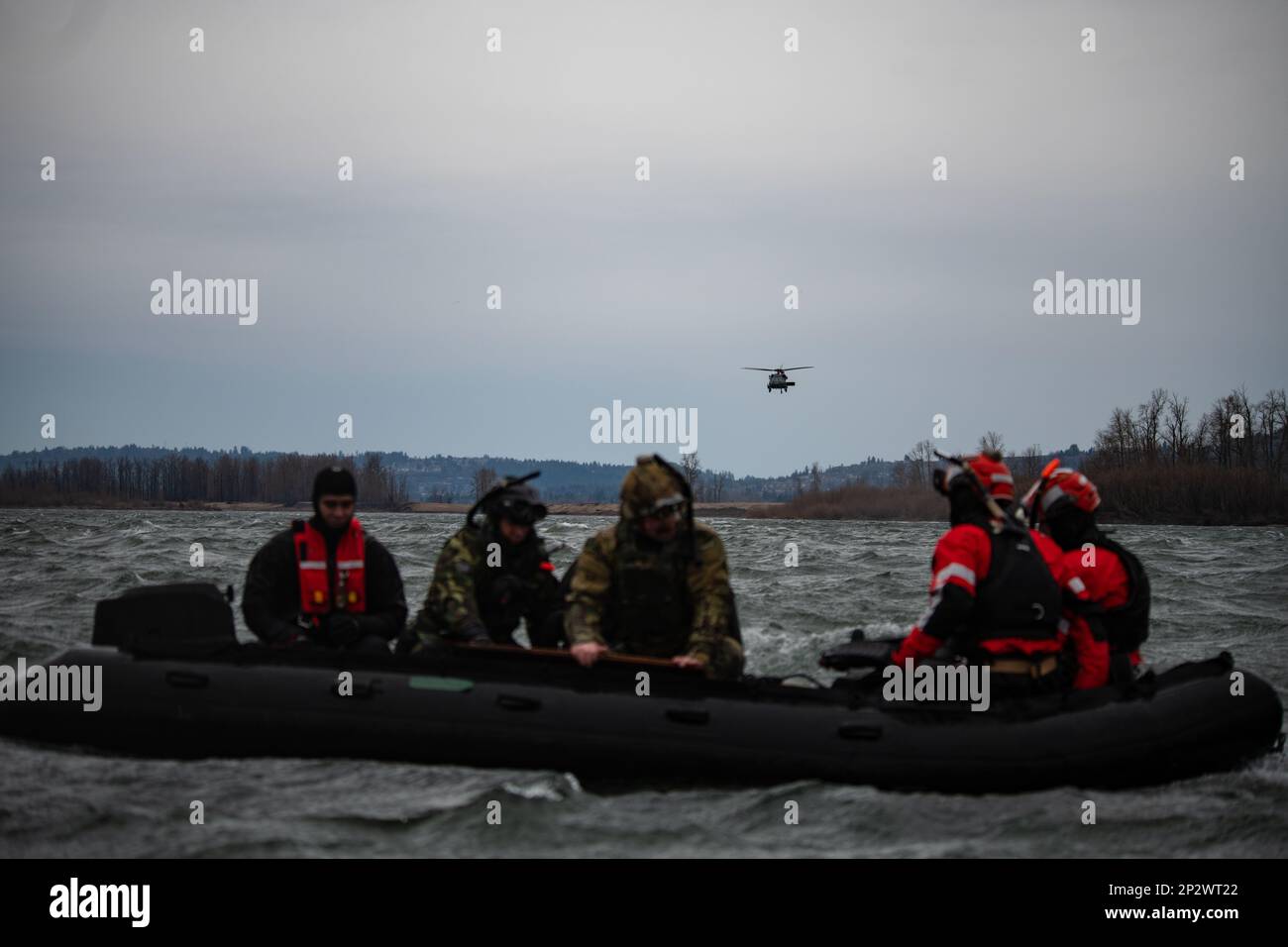 304th Rescue Squadron pararescuemen wait in a Combat Rubber Raiding ...
