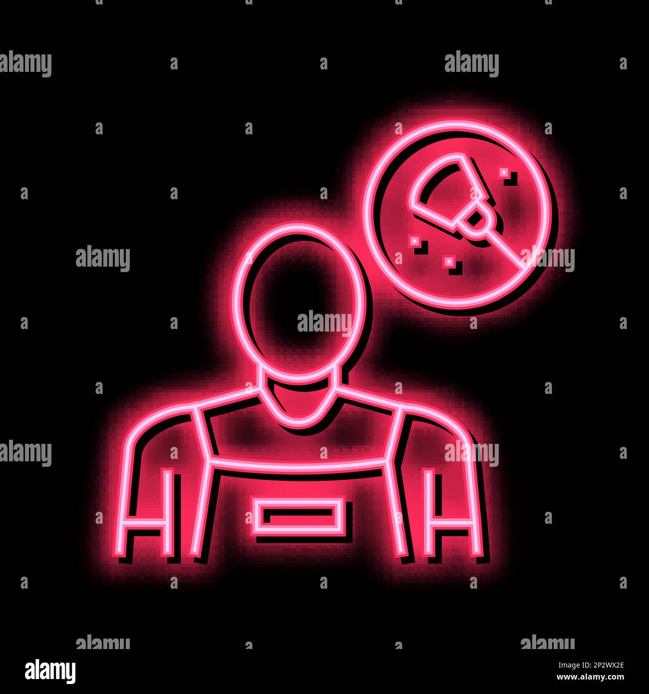 cleaning service worker neon glow icon illustration Stock Vector Image ...