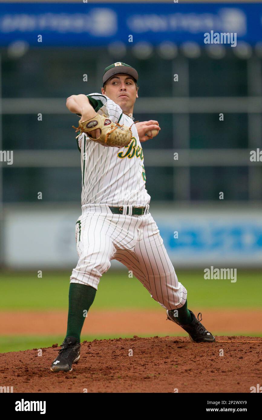 Baylor Bears pitcher Daniel Castano (22) delivers a pitch to the plate ...