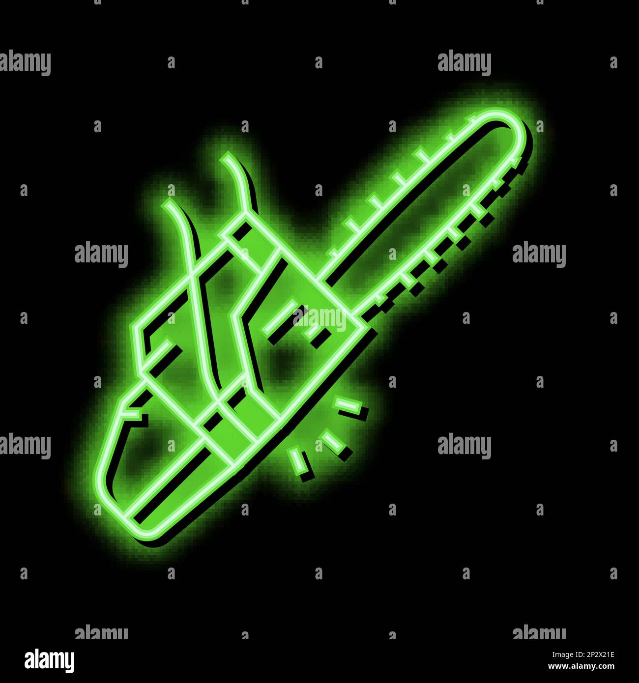 Chainsaw Equipment Neon Glow Icon Illustration Stock Vector Image And Art
