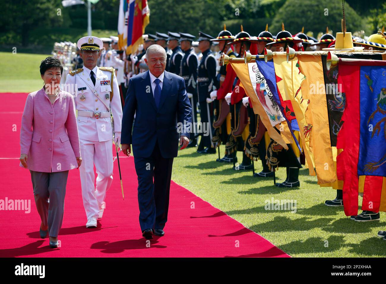 Uzbek President Islam Karimov, third left, and South Korean President ...