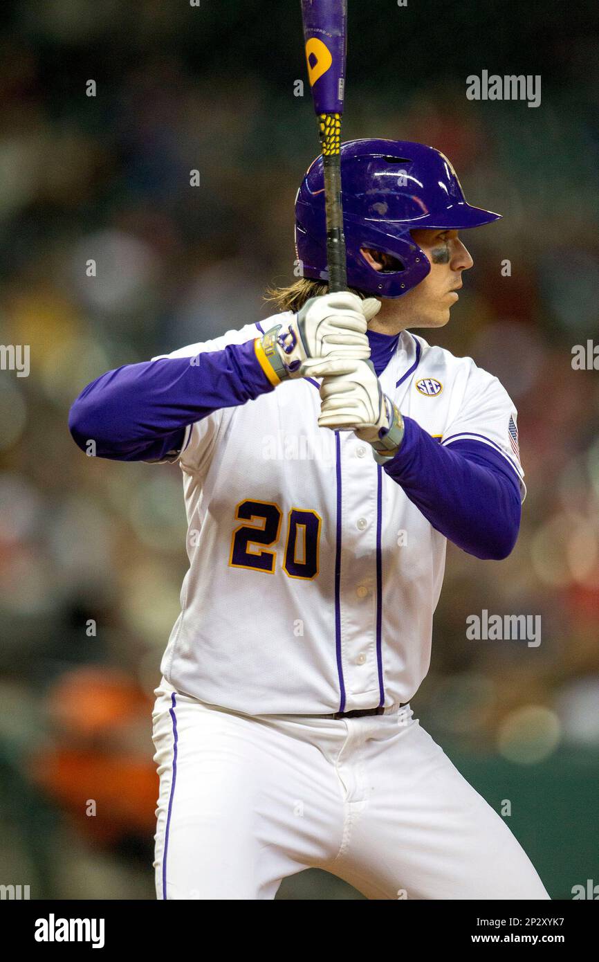 LSU Tigers third baseman Conner Hale (20) at bat during the NCAA ...