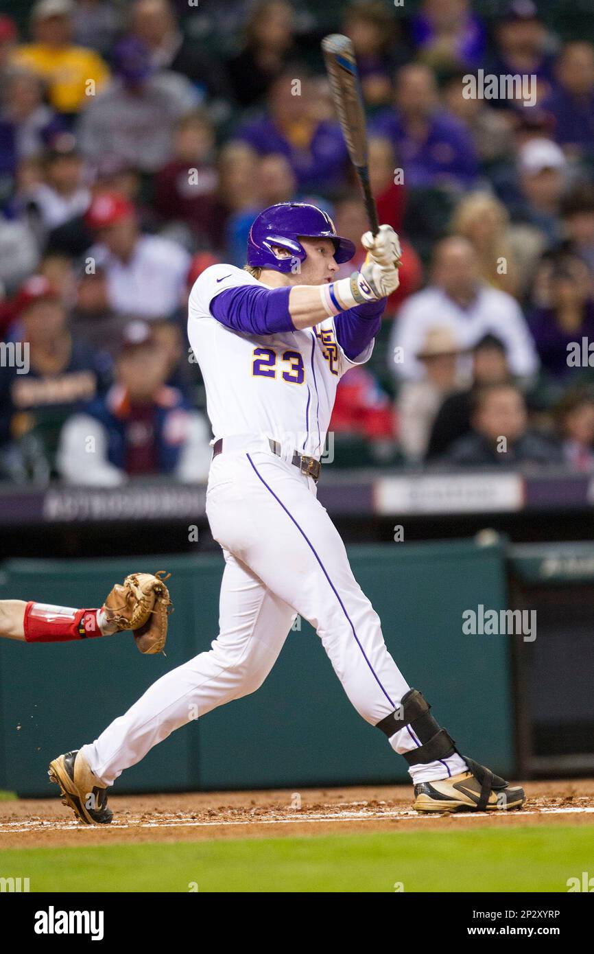 LSU Tigers outfielder Jake Fraley (23) swings the bat during the NCAA ...
