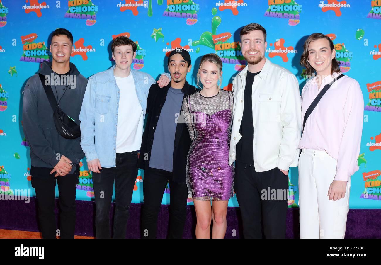 MrBeast arrives at The 2023 Nickelodeon Kids Choice Awards held at The Microsoft Theater in Los ...