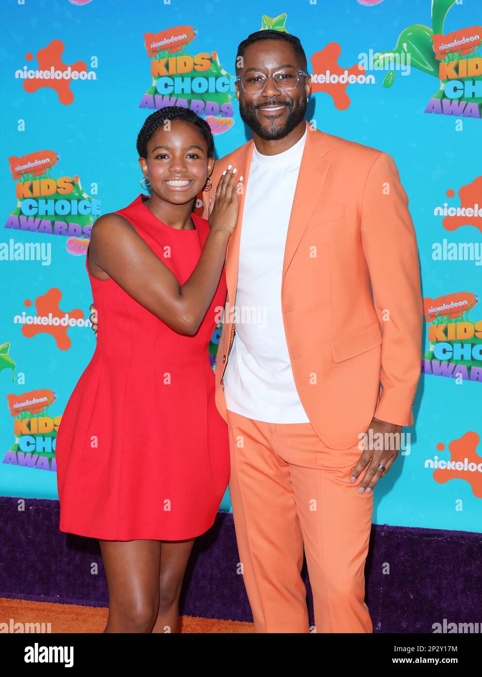 Nate Burleson, Mia Burleson arrives at The 2023 Nickelodeon Kids Choice ...