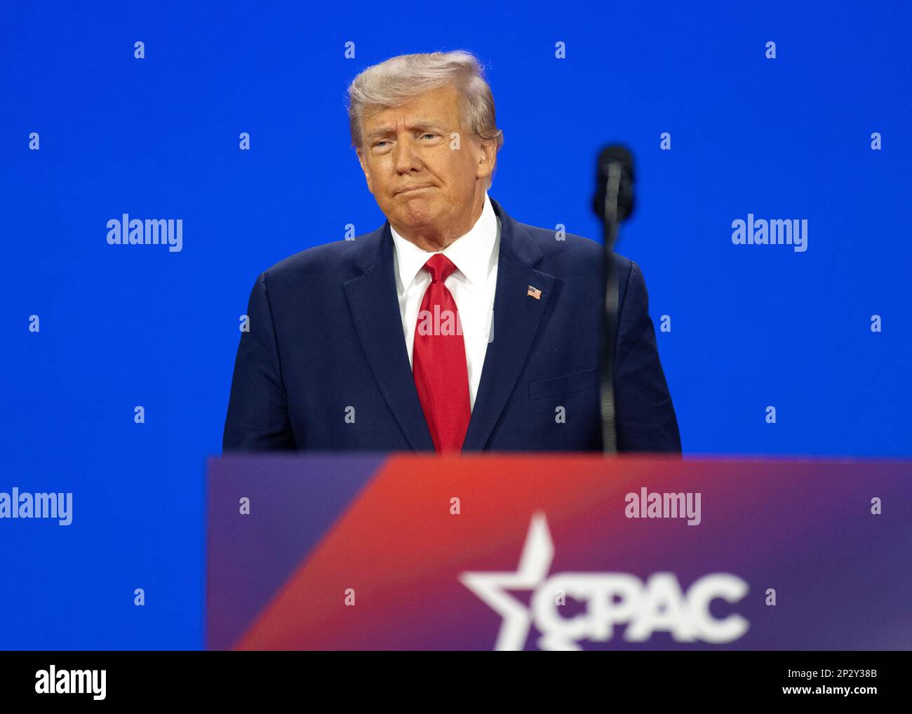 Former United States President Donald J. Trump makes remarks at the ...