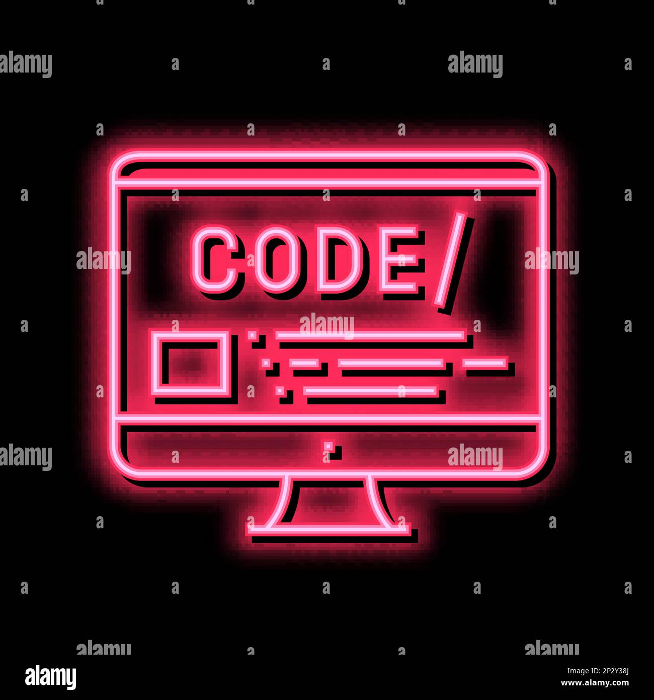 code on computer screen neon glow icon illustration Stock Vector Image ...