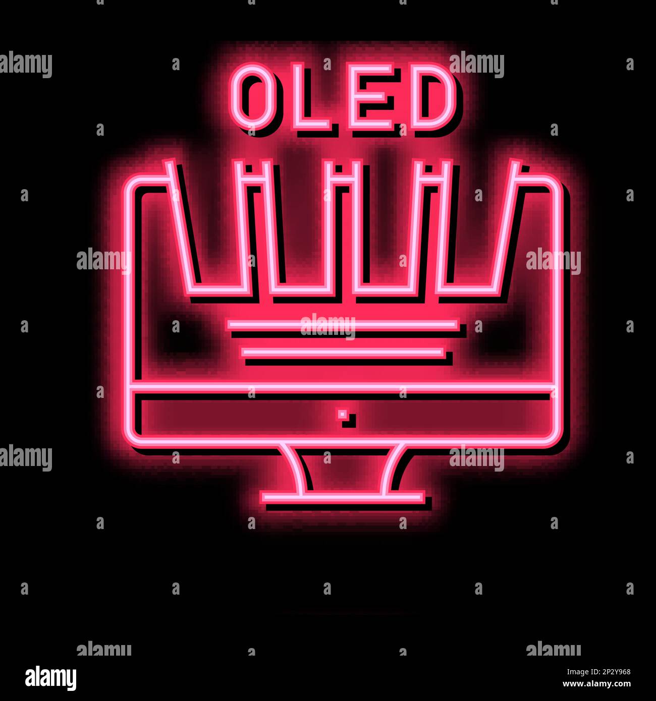 oled computer monitor neon glow icon illustration Stock Vector Image ...