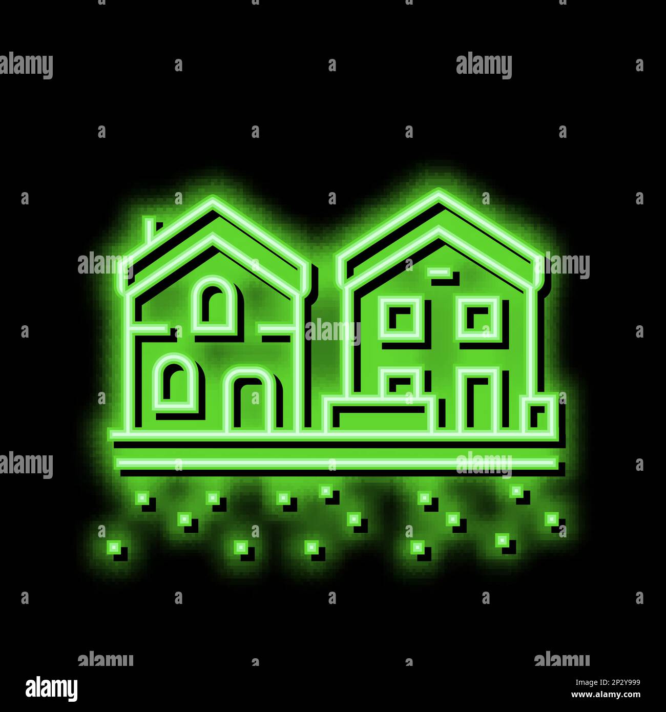 residential estate zone land neon glow icon illustration Stock Vector ...