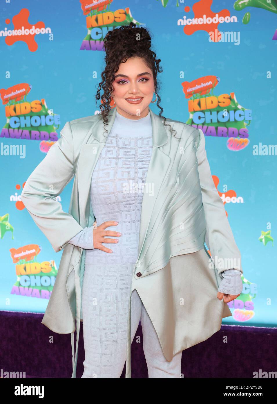 Kiara Pichardo arrives at the Nickelodeon Kids' Choice Awards on Saturday, March 4, 2023, at ...