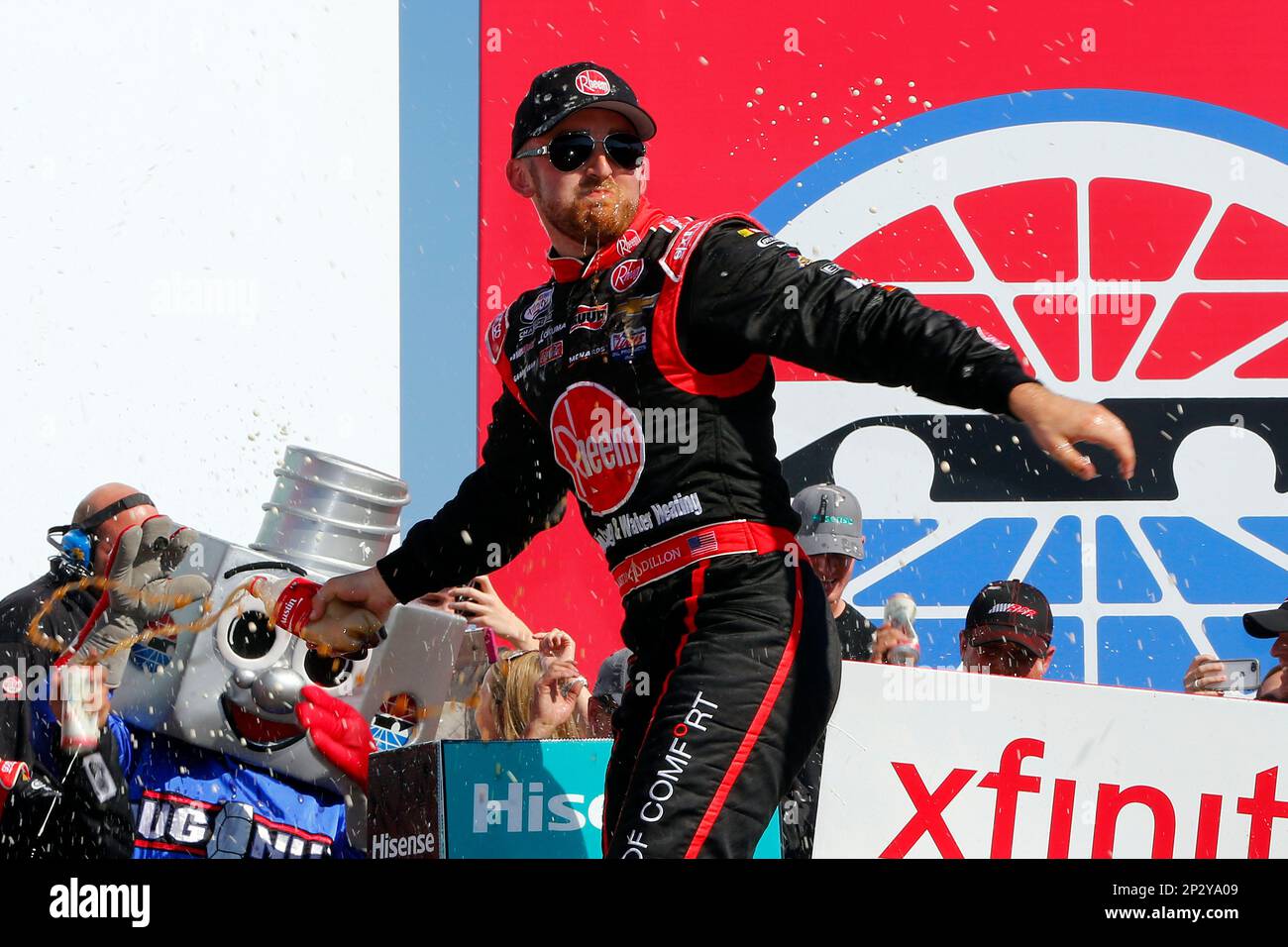 Austin Dillon celebrates in victory lane after winning the NASCAR ...