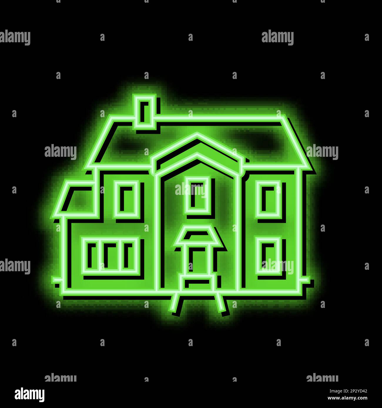 single family house neon glow icon illustration Stock Vector Image ...