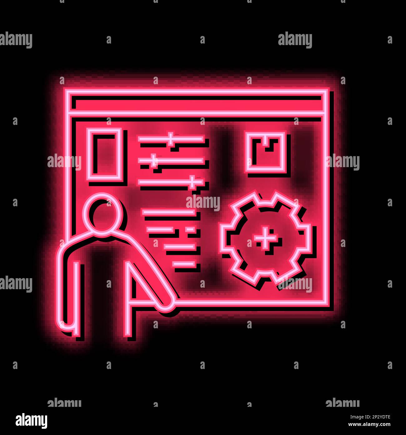 box characteristics presentation neon glow icon illustration Stock ...
