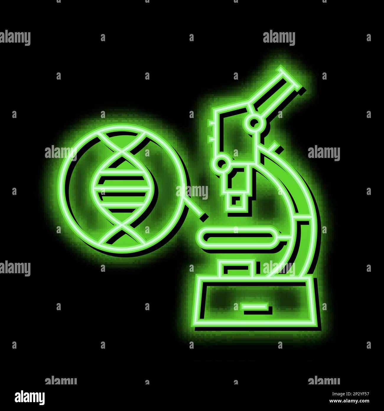 microscope for research genetic molecule neon glow icon illustration ...