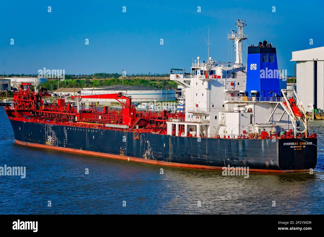 Overseas Cascade is pictured as it enters the Port of Mobile en route ...