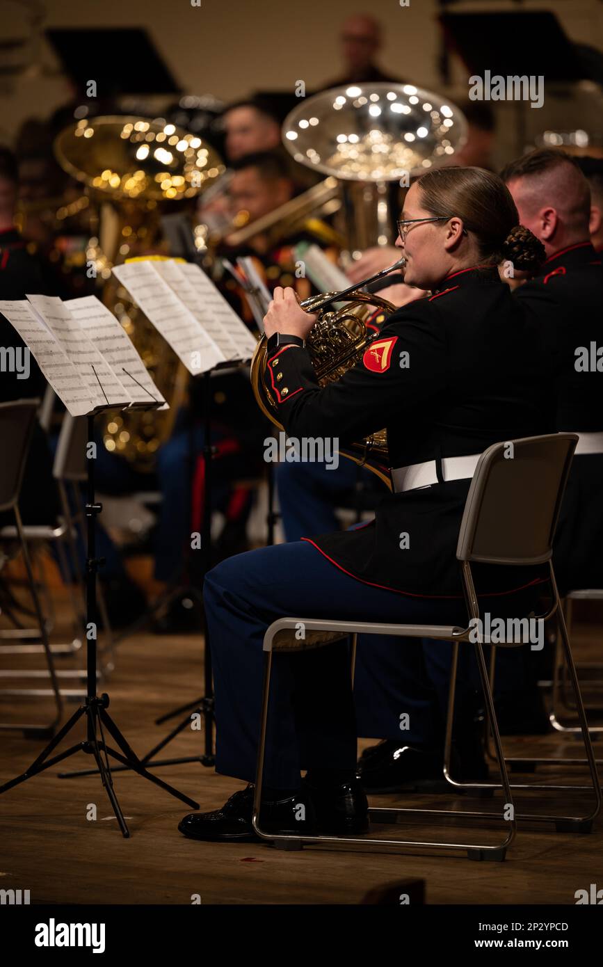 U.S. Marines with the III Marine Expeditionary Force Band perform ...