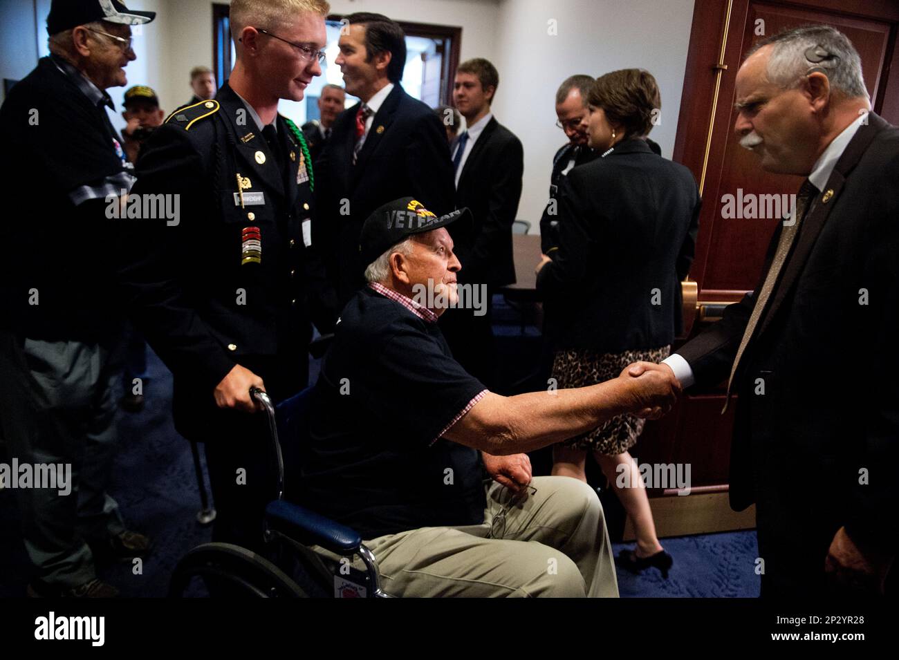 UNITED STATES - MAY 20: Rep. David McKinley, R-W.Va, greets Korean War ...