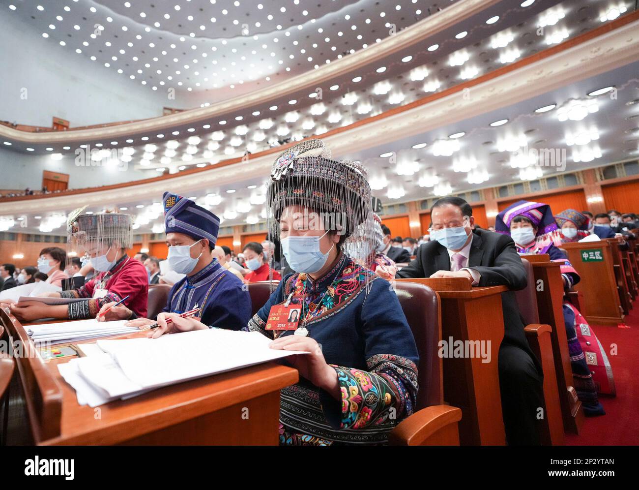 Beijing, China. 5th Mar, 2023. Deputies attend the opening meeting of ...