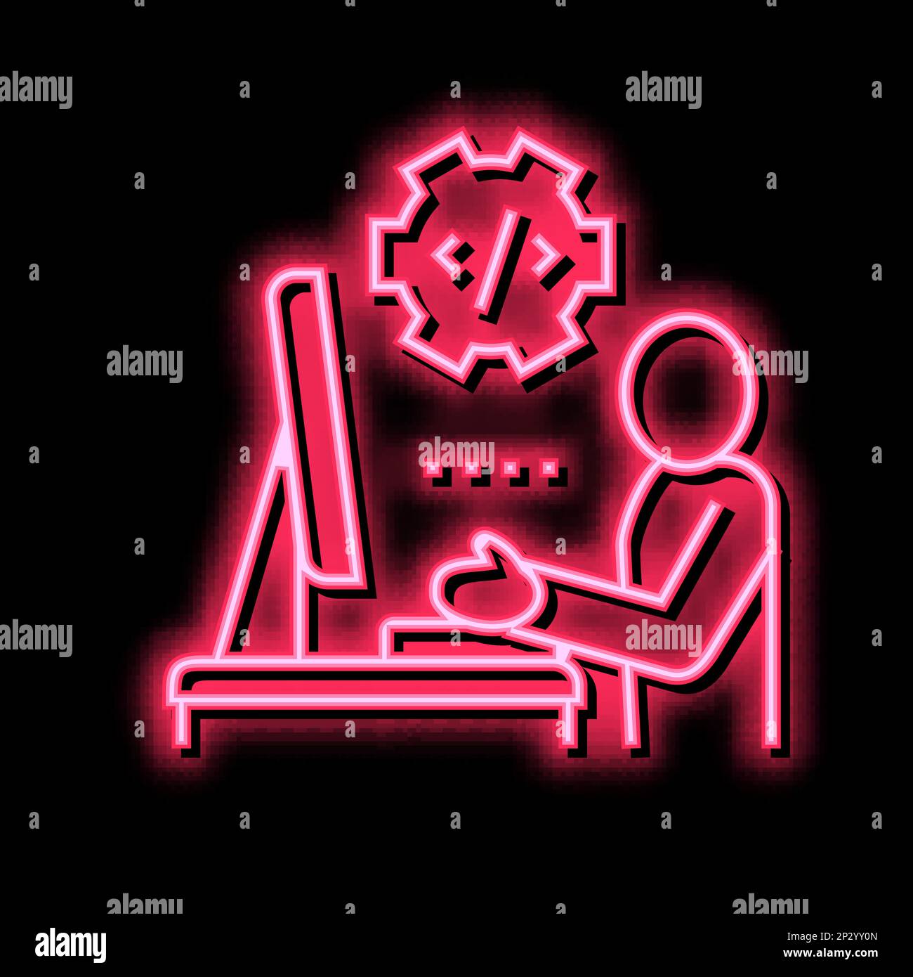 programmer coding and development neon glow icon illustration Stock ...