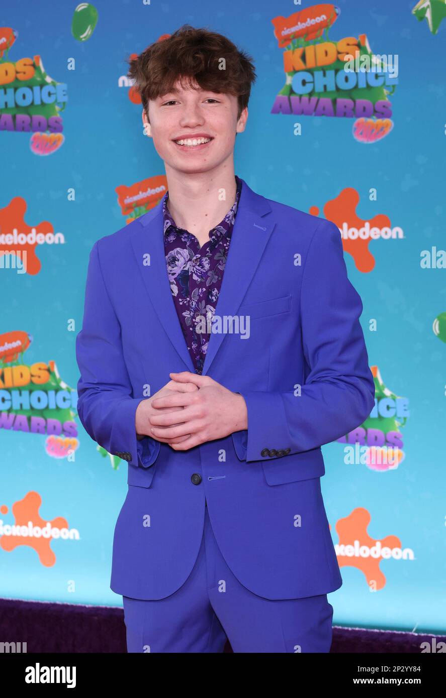 Owen Holt arrives at the Nickelodeon Kids' Choice Awards on Saturday, March 4, 2023, at ...