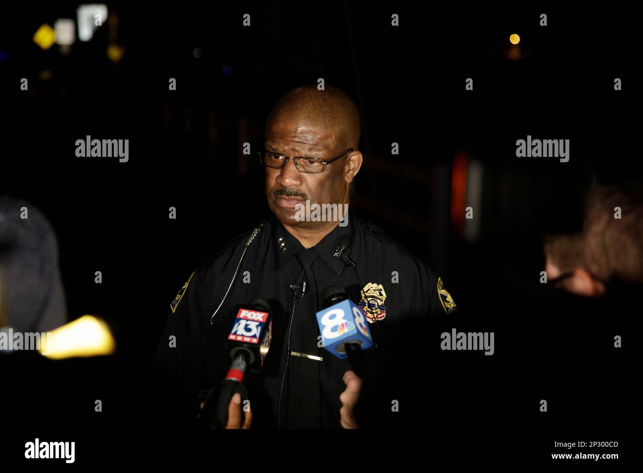 Police Chief Anthony Holloway speaks with the press after an officer ...
