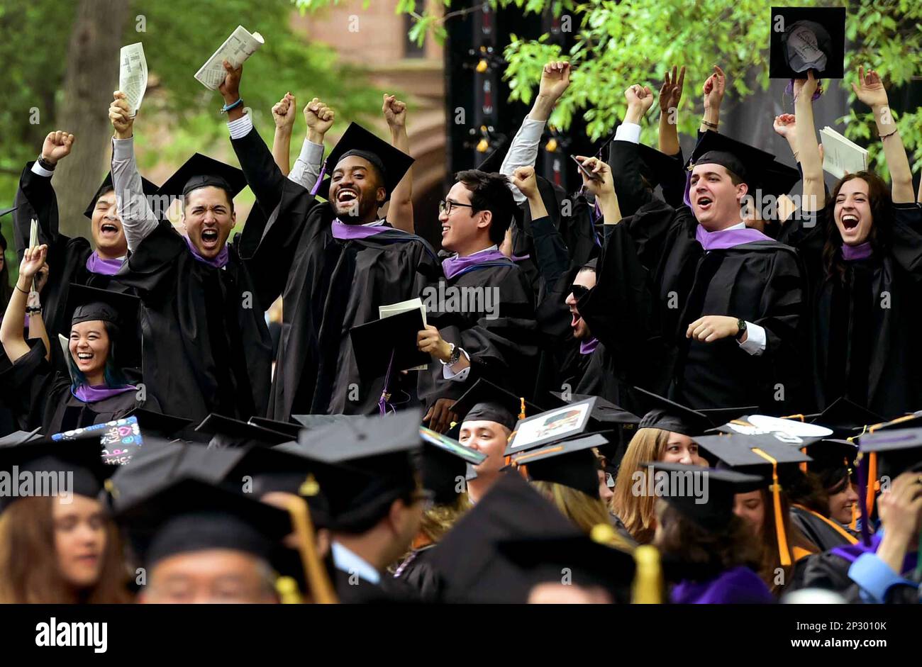 Yale degree recipients cheer during Yale University's 340th ...