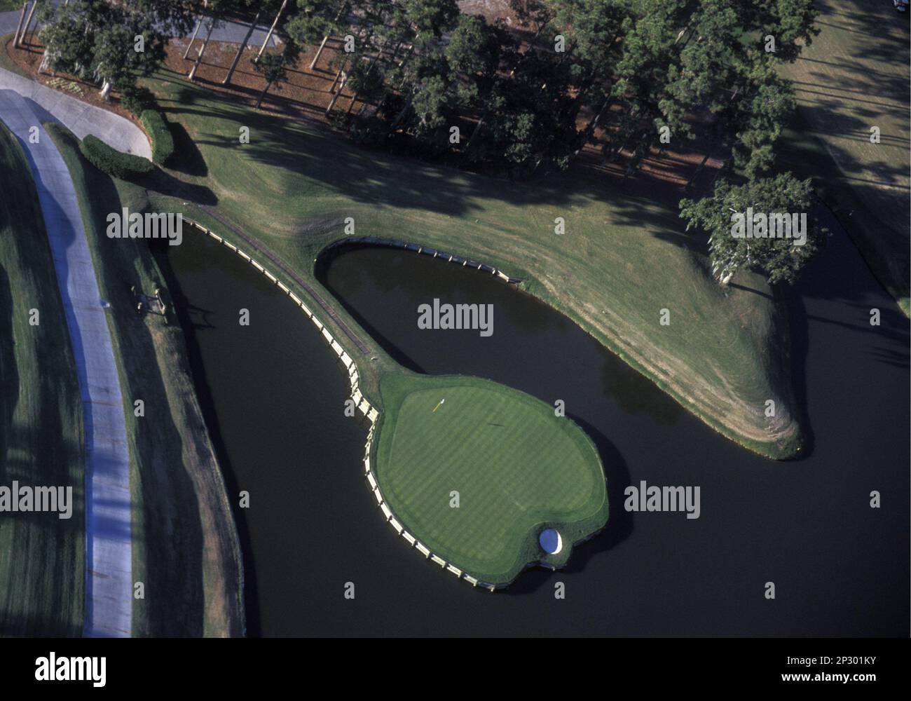 Aerial photo of the 17th, island green at the TPC Sawgrass, Ponte Vedra ...