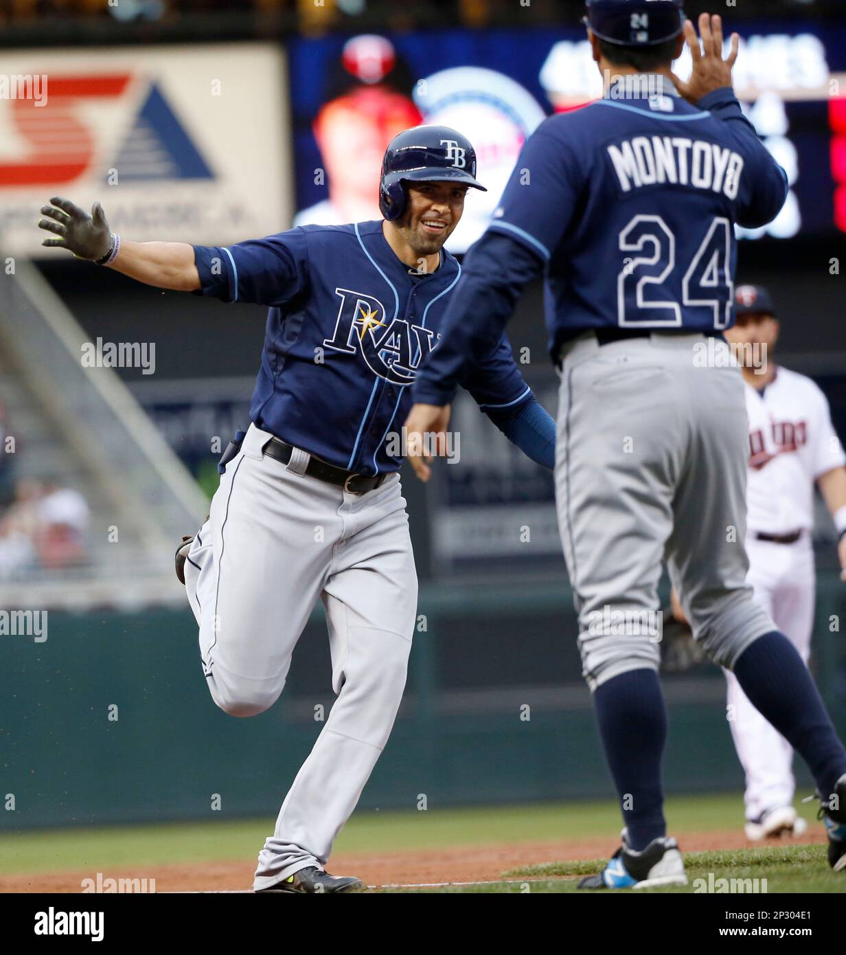Tampa Bay Rays' David DeJesus rounds third base after hitting a solo ...