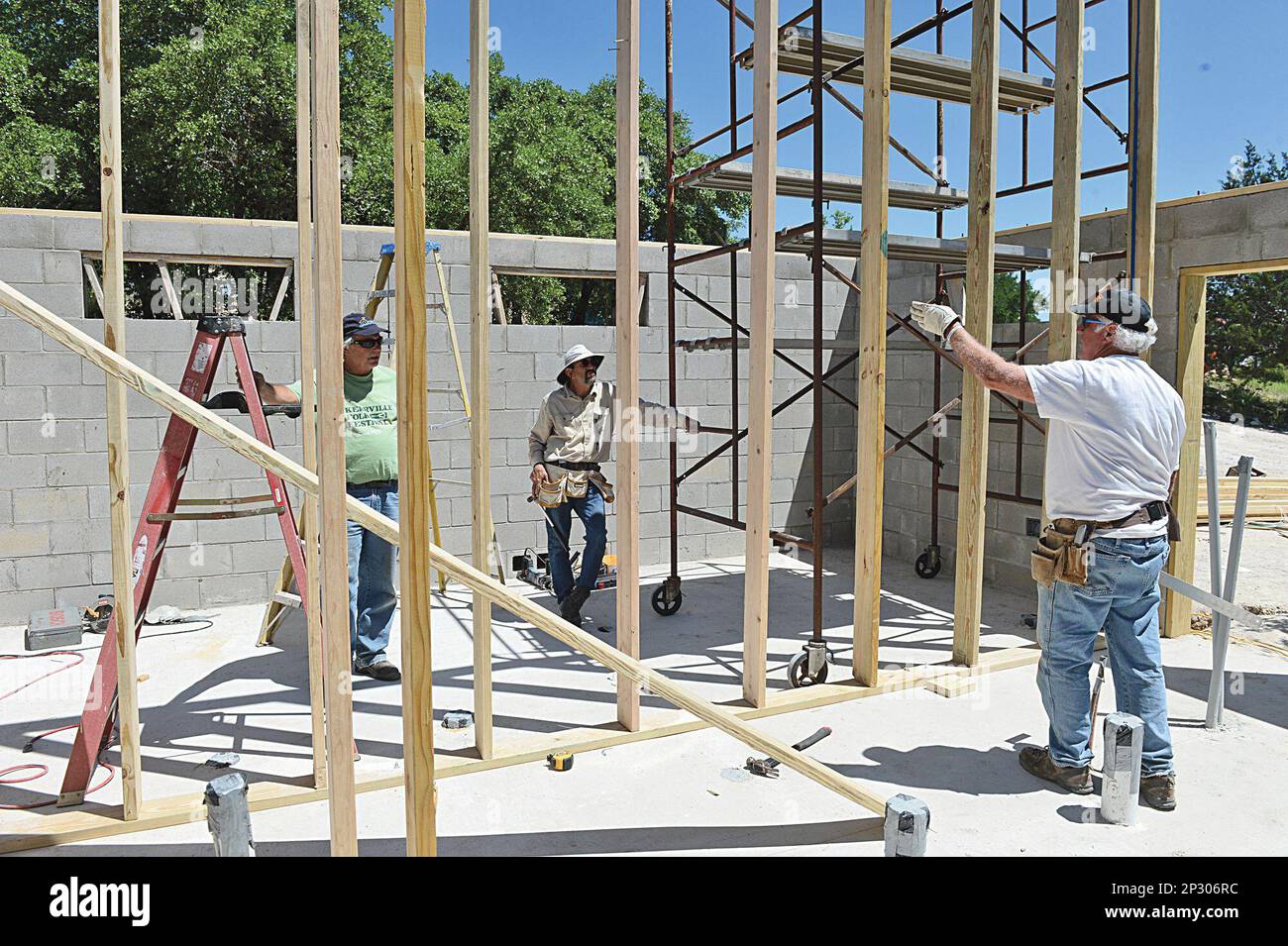 This May 1, 2015, photo shows Kerrville Folk Festival volunteers Thomas ...